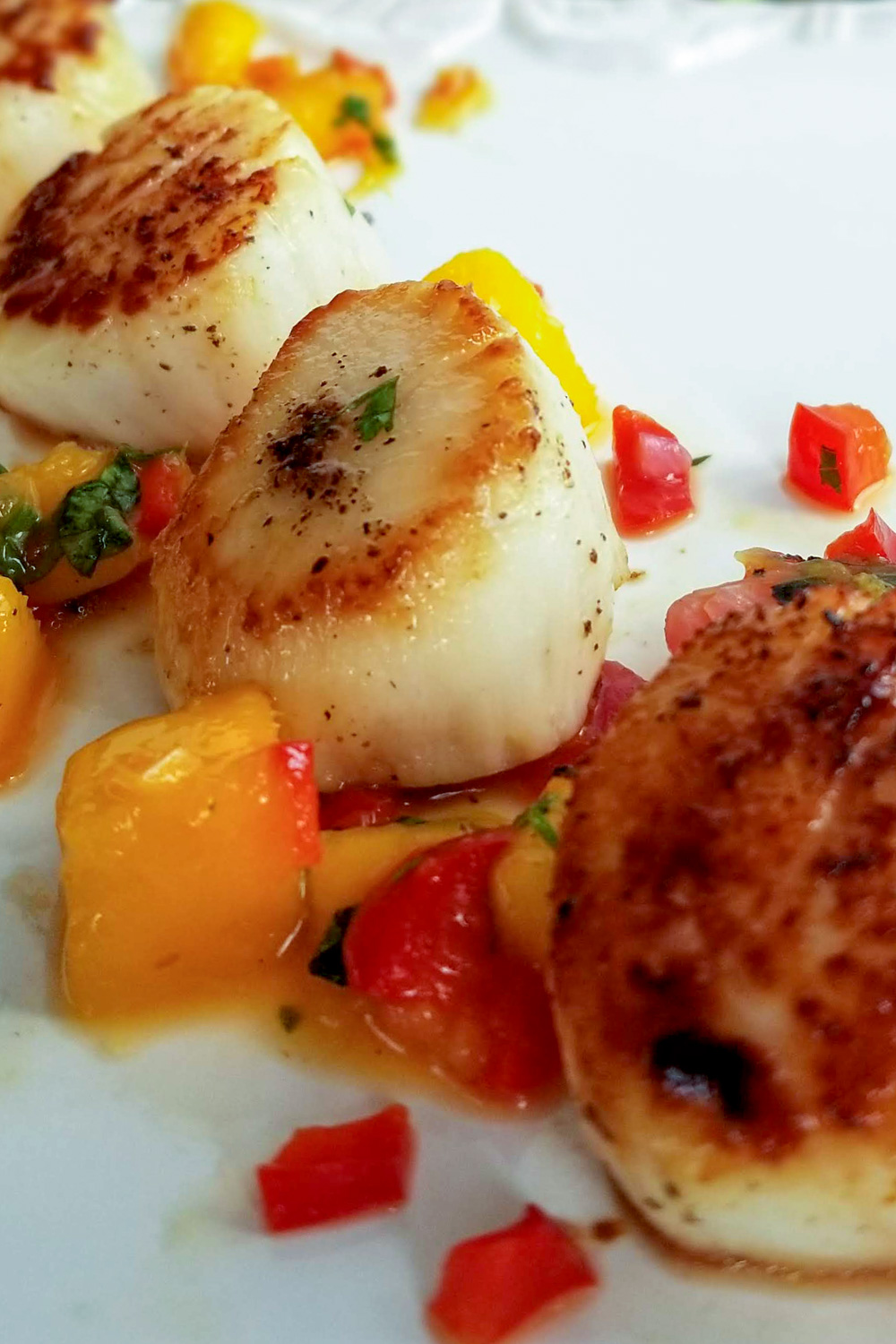 insanely delicious seared scallops with sweet & spicy mango salsa ...