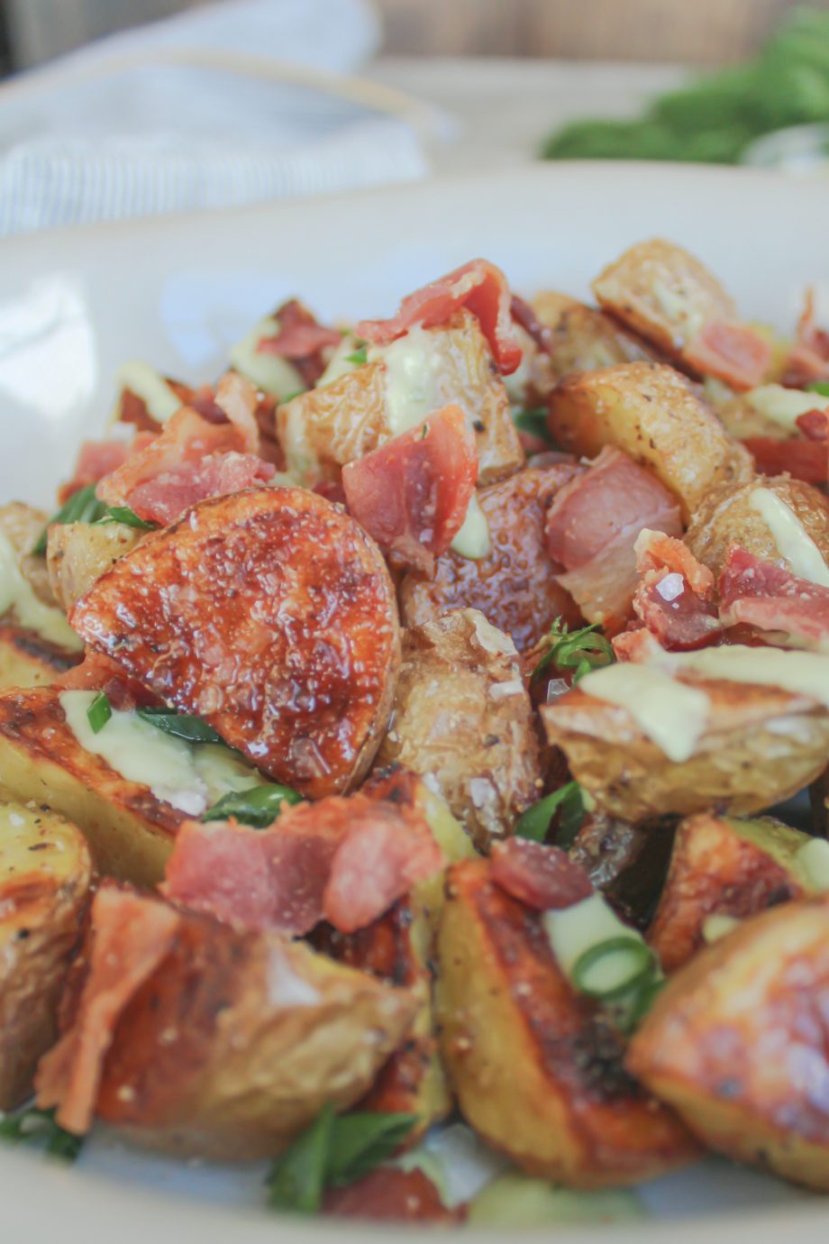 loaded potatoes with bacon and avocado ranch sauce - Fork Freedom